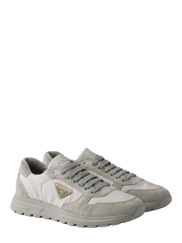 Prada Prax 2.0 Re-nylon And Suede Sneakers - Grey
