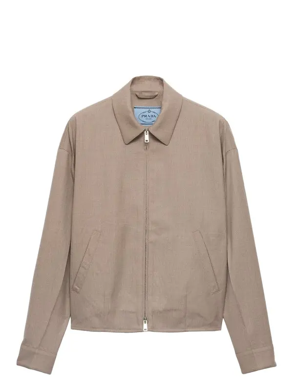 Prada Mouliné Wool Blouson Jacket - Sand Beige