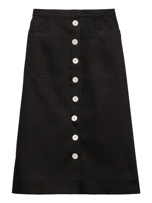 Prada Cotton Drill Flared Skirt - Black