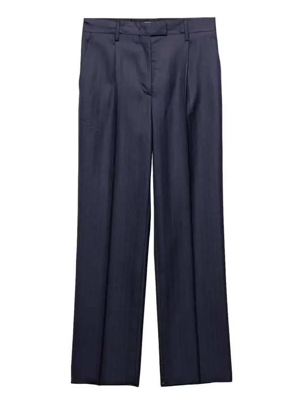 Prada Wool Pinstripe Trousers - Blue