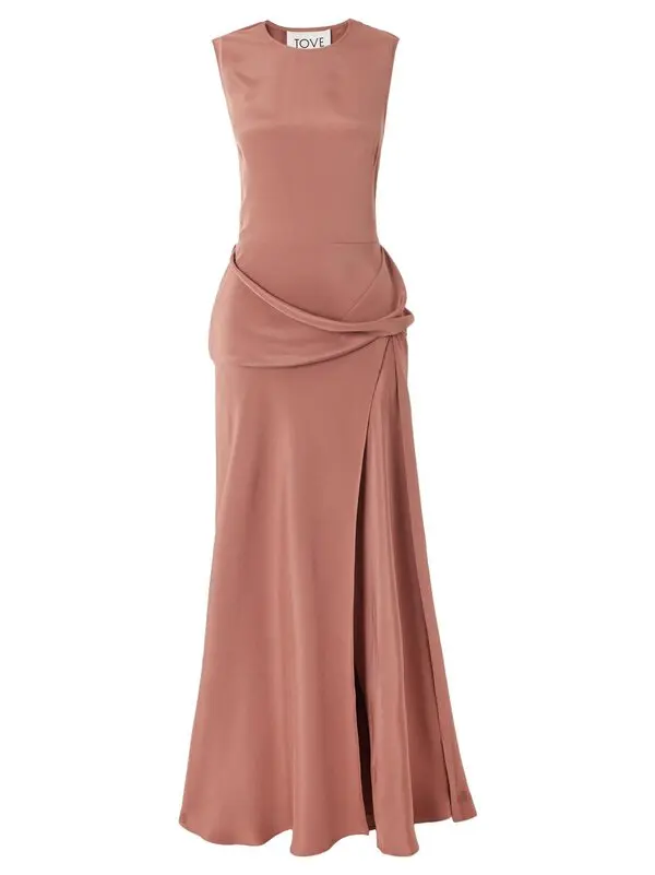 Tove Jadi Draped Satin Maxi Dress - Brown