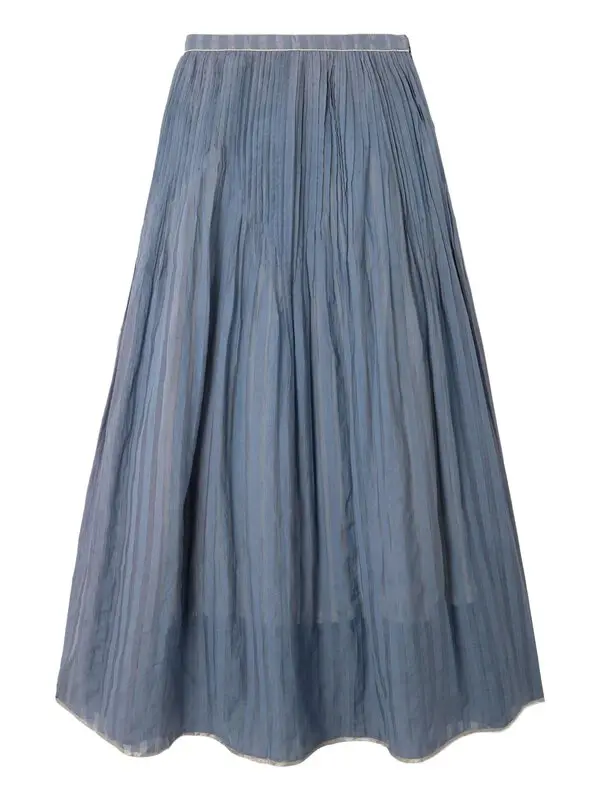 Thierry Colson Delphi Pintucked Striped Maxi Skirt - Blue
