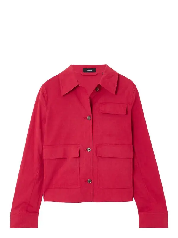 Theory Linen-blend Collared Jacket - Red