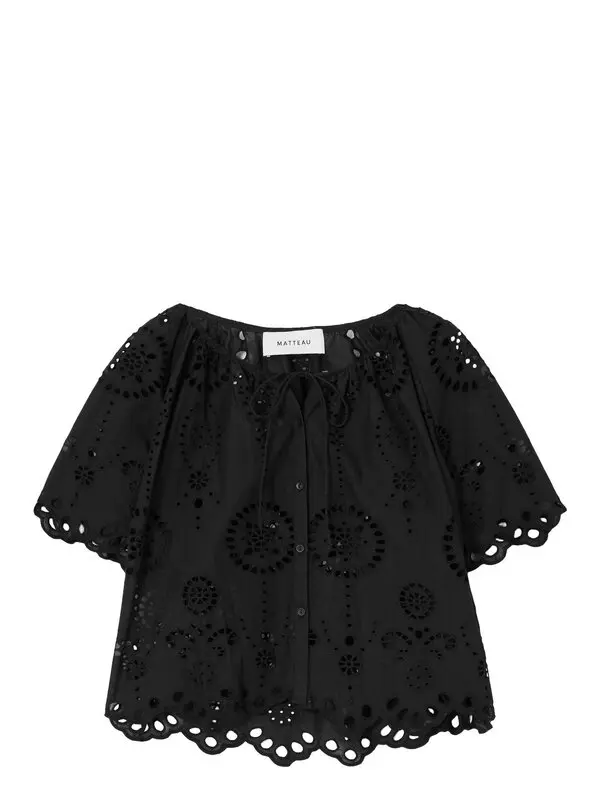 Matteau Scalloped Broderie Anglaise Shirt - Black