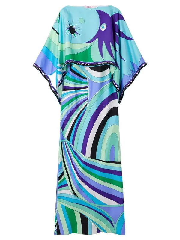 Emilio Pucci Layered Printed Silk-twill Maxi Dress - Blue