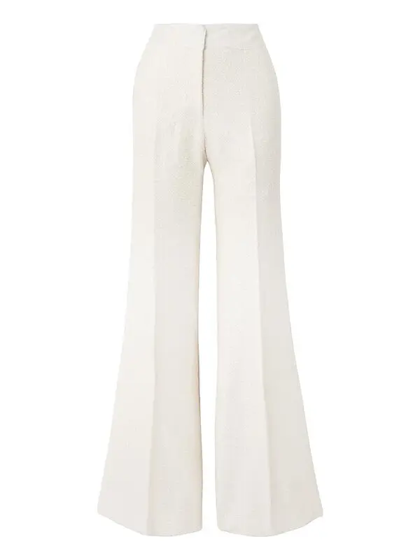 Gabriela Hearst Rhein Silk-bouclé Flared Pants - Ivory