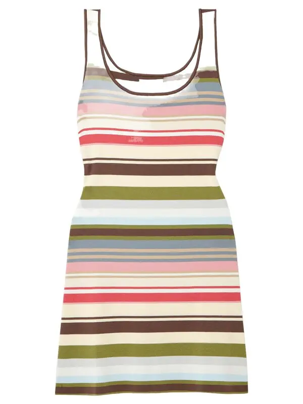 Faithfull The Brand Enya Striped Cotton-blend Mini Dress - Green