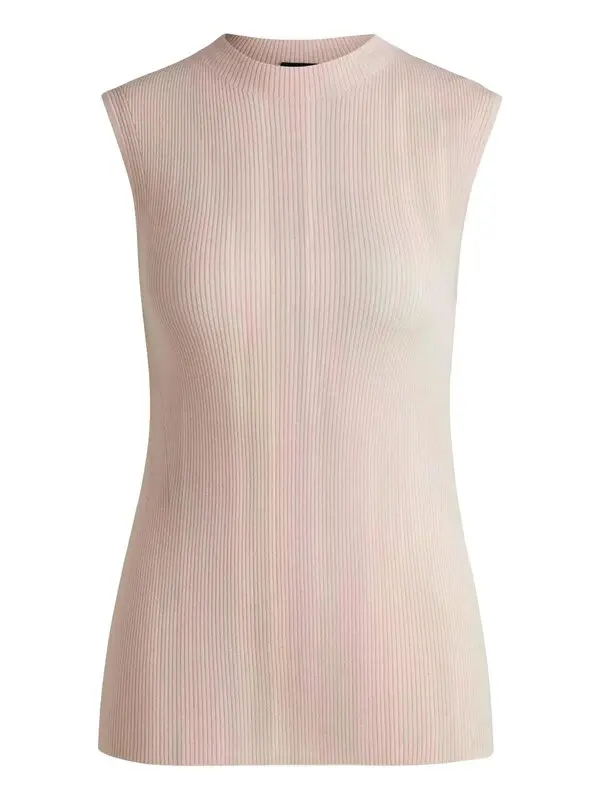 BOSS Ribbed Knit Mock Neck Top - Pink