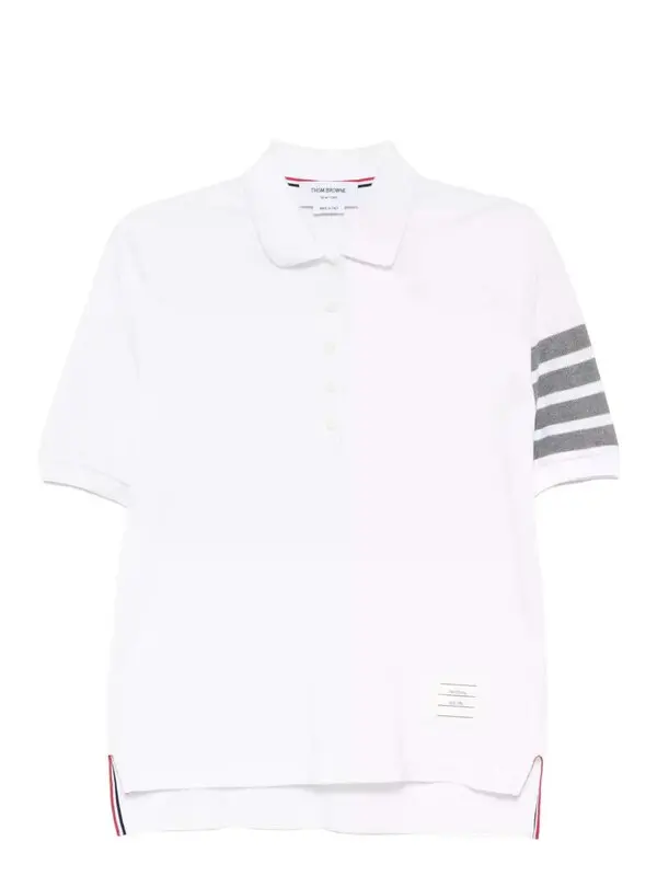 Thom Browne Classic Pique 4 Bar Short-sleeved Polo Top - White