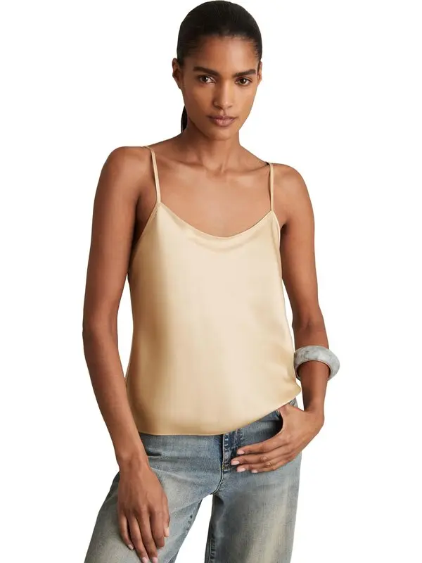 REISS Corey Silk Cami Top - Gold