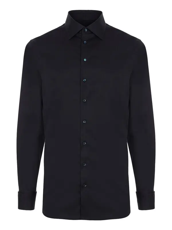 Giorgio Armani Luxury Cotton Twill Shirt - Navy_blue