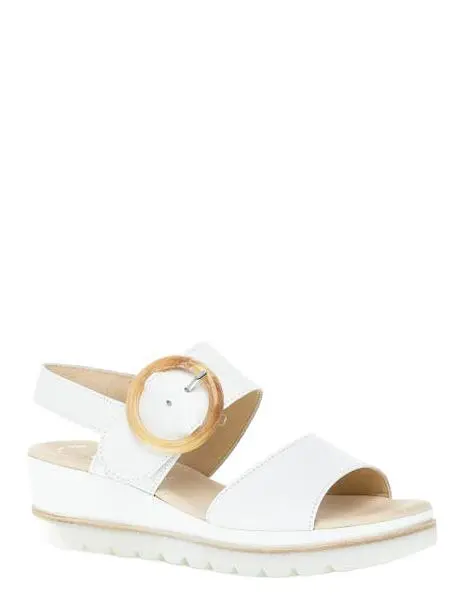 Gabor Strappy Wedge Sandal - White