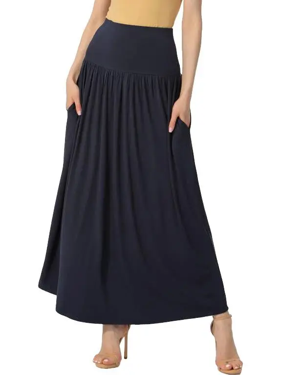 KIMI + KAI Tiered Maxi Skirt - Navy