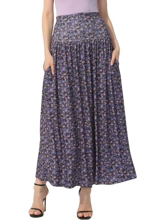 KIMI + KAI Tiered Maxi Skirt - Skipper Blue