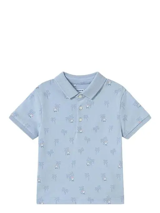 MAYORAL Palm Tree Linen Polo - Blue