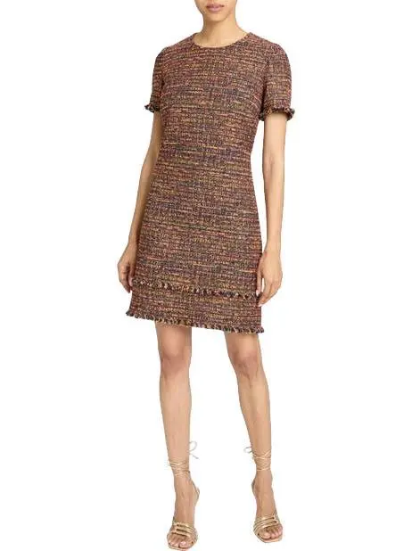 Santorelli Melania Tweed Shift Dress - Orange Glow