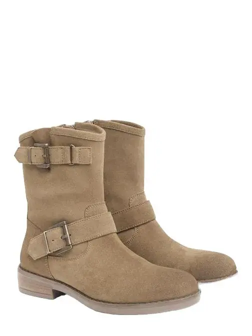 CELTIC & CO. Slouch Biker Ankle Boot - Taupe
