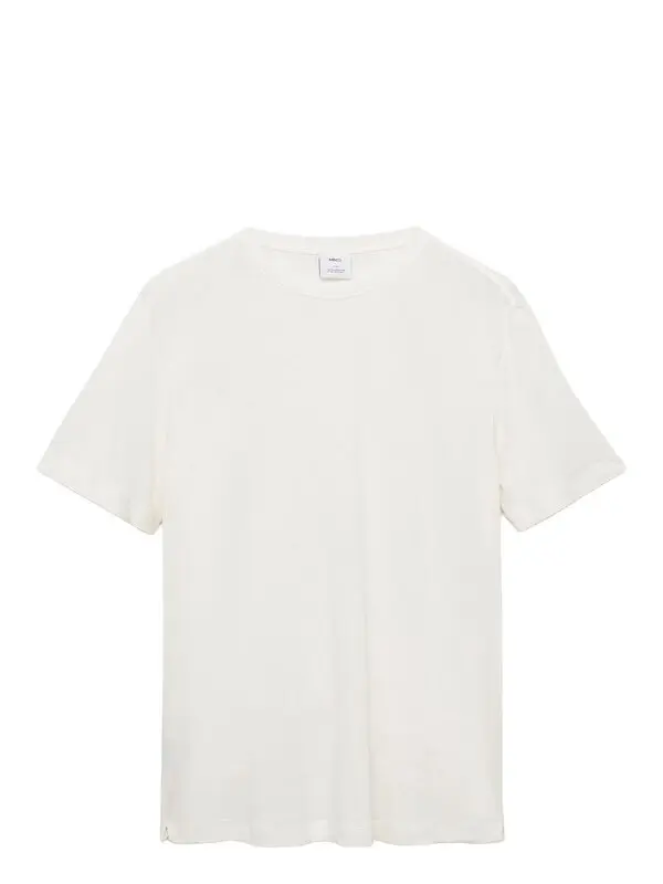 Mango Slim Fit Linen Blend T-shirt - White