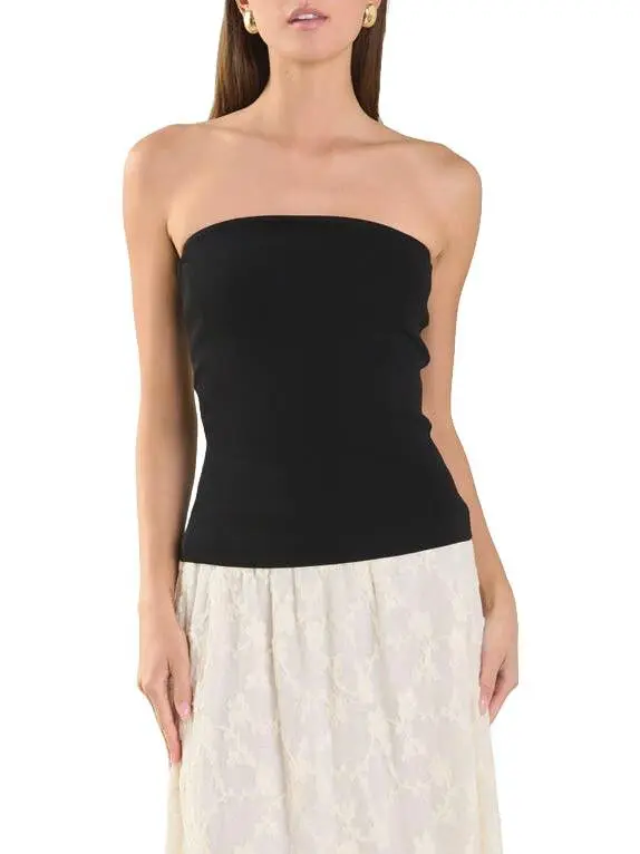 Endless Rose Strapless Knit Top - Black