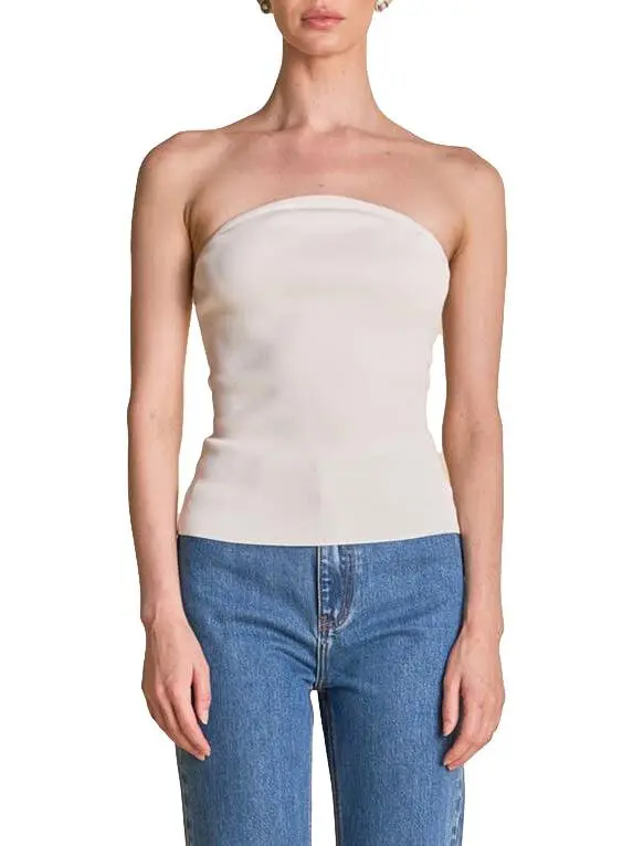 Endless Rose Strapless Knit Top - White