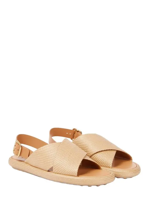 TOD'S Woven Leather-trimmed Sandals - Beige