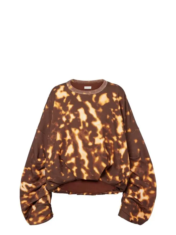 Dries Van Noten Printed Gathered Cotton Sweatshirt - Brown