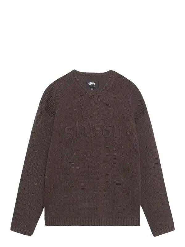 StÜssy Embroidered V-neck Sweater - Brown