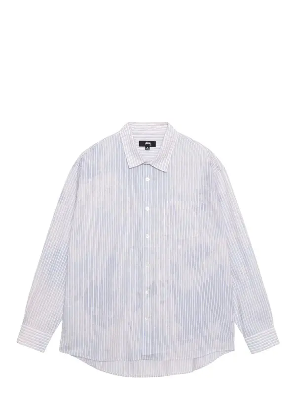 StÜssy Bleached Poplin Classic Long-sleeve Shirt - Blue