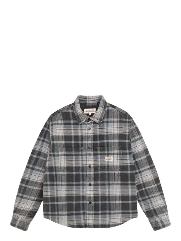 StÜssy Heavy Washed Plaid Long-sleeve Shirt - Blue