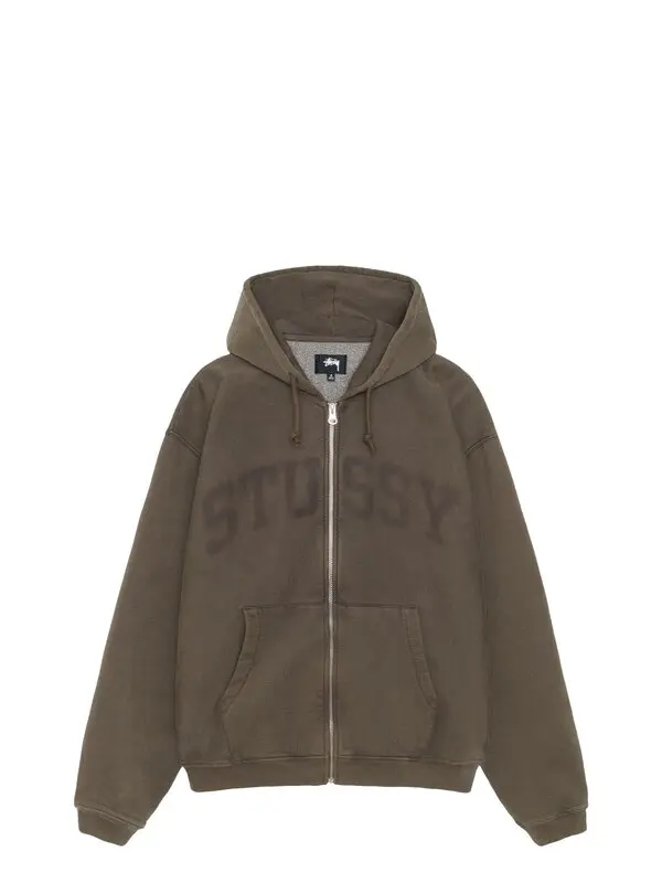 StÜssy Faded Graphic Zip Hoodie - Brown