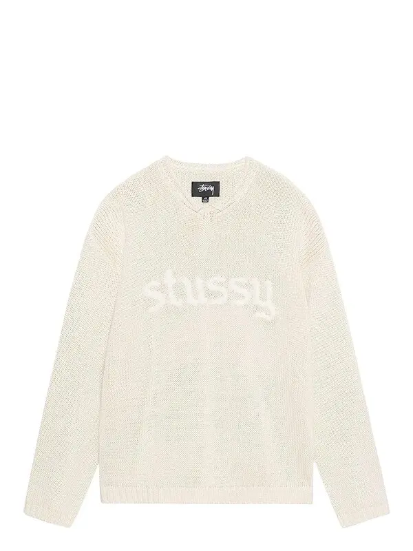 StÜssy Embroidered V-neck Sweater - Cream