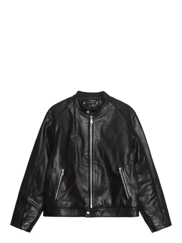 StÜssy Cafe Racer Leather Jacket - Black