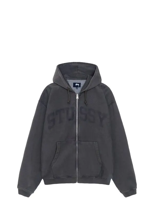 StÜssy Faded Graphic Zip Hoodie - Black