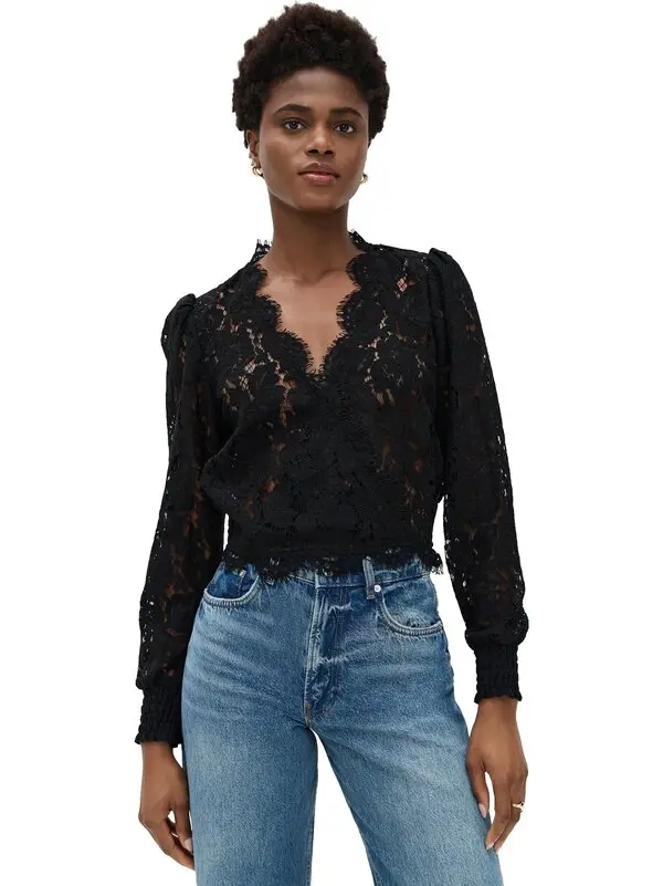 Generation Love Kairi Lace Wrap Blouse - Black