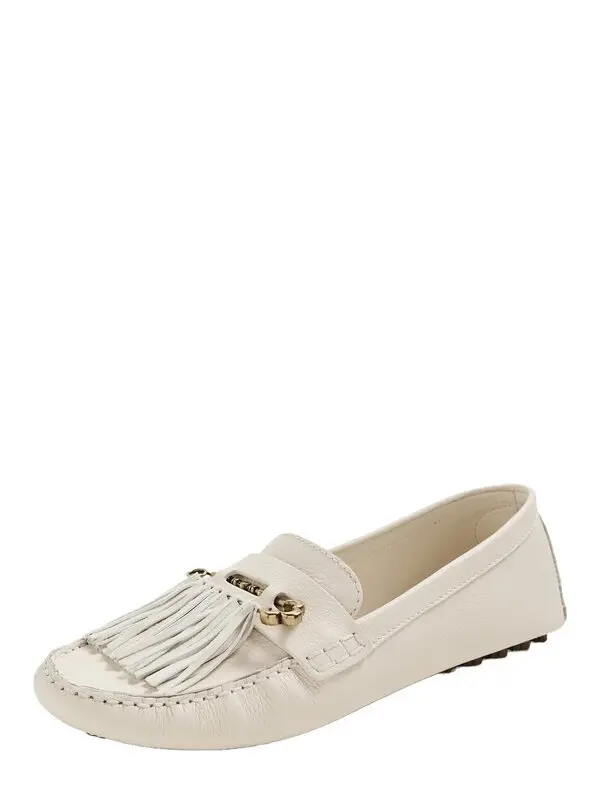 Larroude Joy Leather Loafers - Ivory