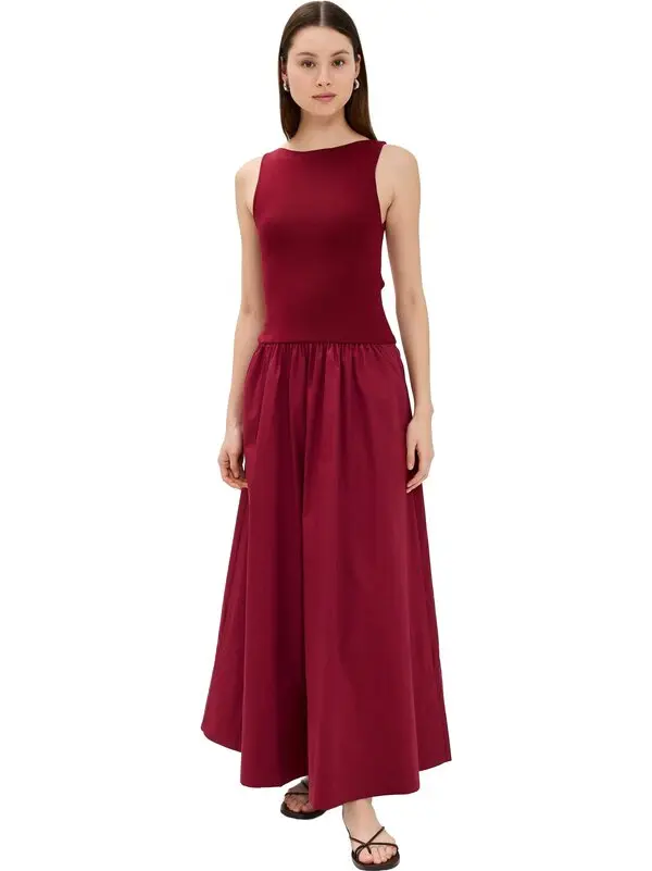 ST. AGNI Bateau Cut Out Maxi Dress - Berry