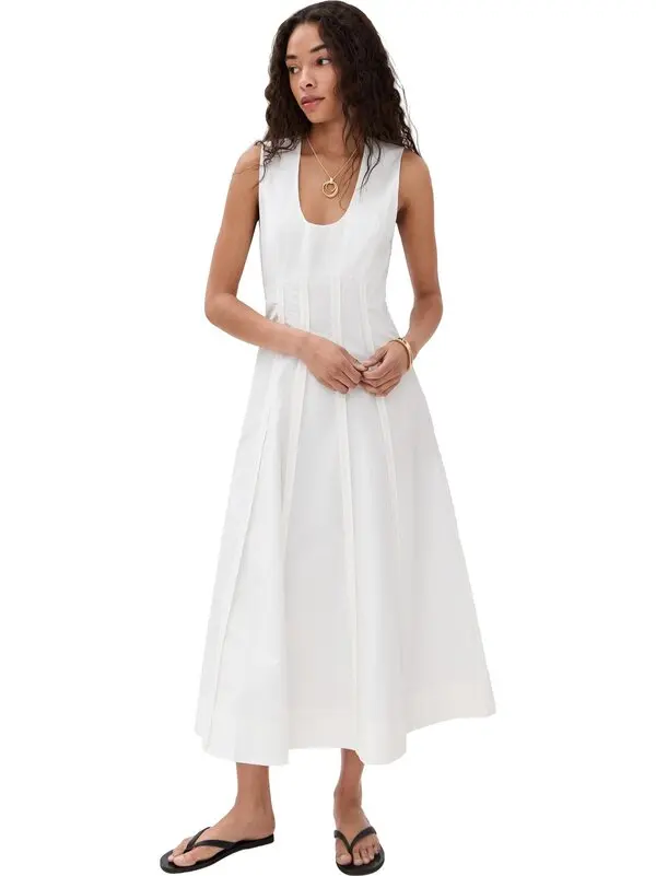 RÓHE Sculptural Waisted Poplin Dress - Optic White