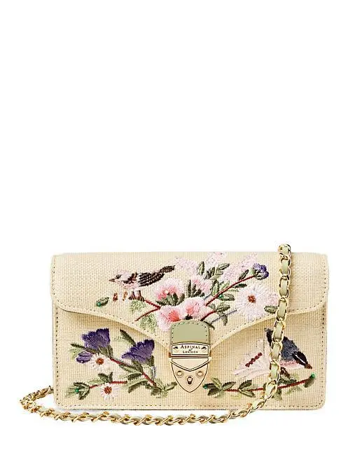 ASPINAL OF LONDON Mayfair English Garden Bird Woven Clutch Bag - Multi