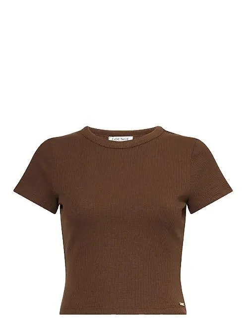 Lounge Waffle Baby Round-neck Stretch-woven T-shirt - Chocolate