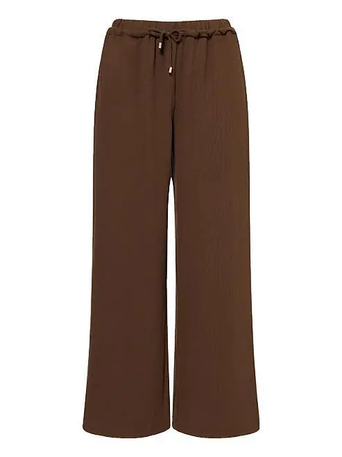 Lounge Waffle Wide-leg Stretch-woven Trousers - Chocolate