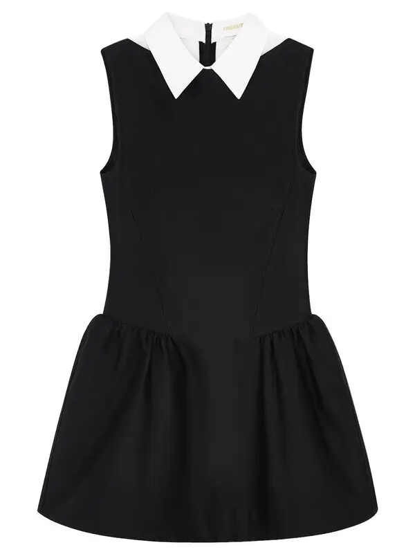SHUSHU/TONG Collared A-line Mini Dress - Black