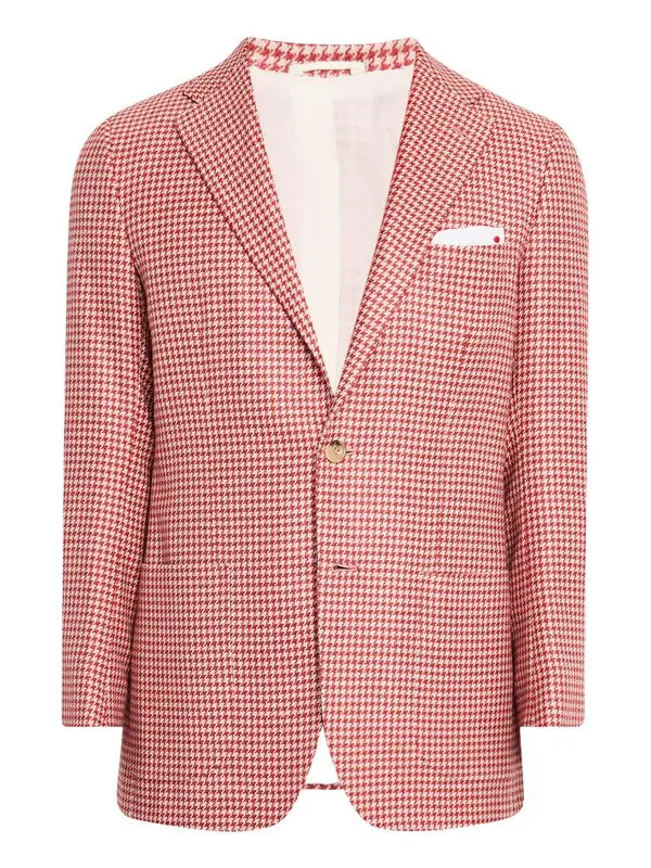 Kiton Houndstooth Sport Coat - Red