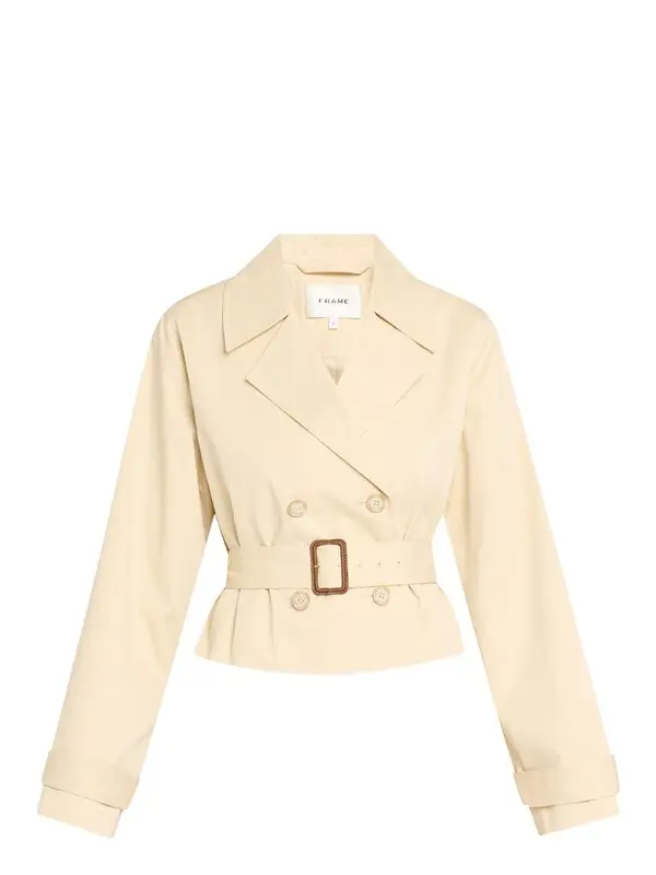 FRAME The Uniform Cropped Trench Coat - Oat