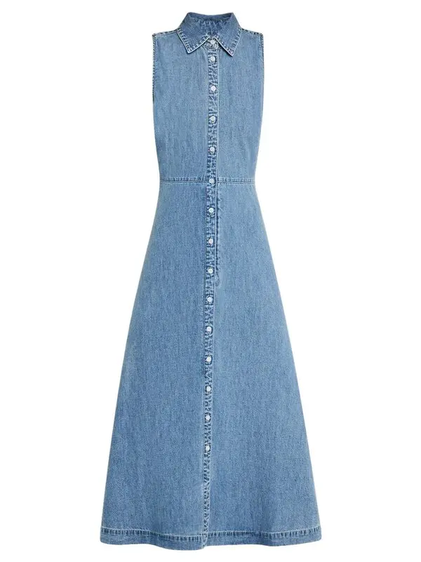 Veronica Beard Fuller Sleeveless Denim Midi Dress - Starlight