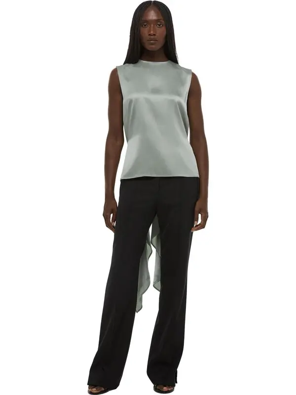 Helmut Lang Draped Scarf Top - Aqua Gray