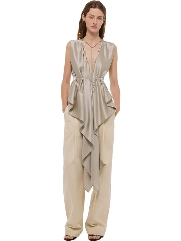 Helmut Lang Draped Scarf Top - Green Tea