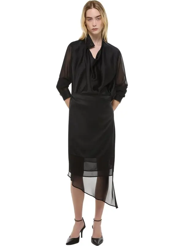 Helmut Lang Silk Shirt Dress - Black