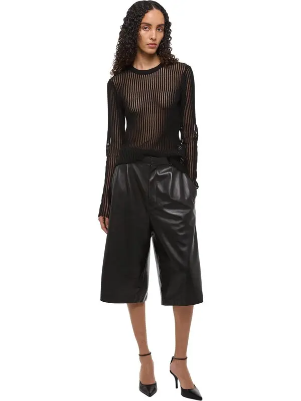 Helmut Lang Spaced Sheer Crewneck Top - Black