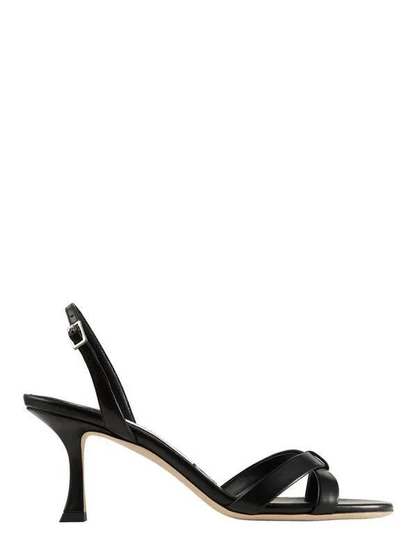 JIMMY CHOO Elsy 70 Nappa Leather Crossover Slingbacks - Black