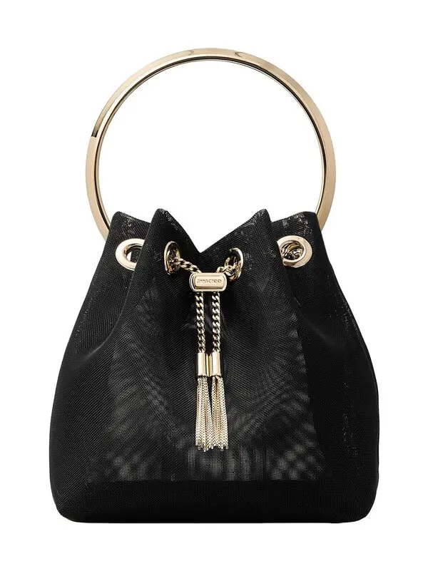 JIMMY CHOO Bon Bon Mesh Bucket Bag - Black